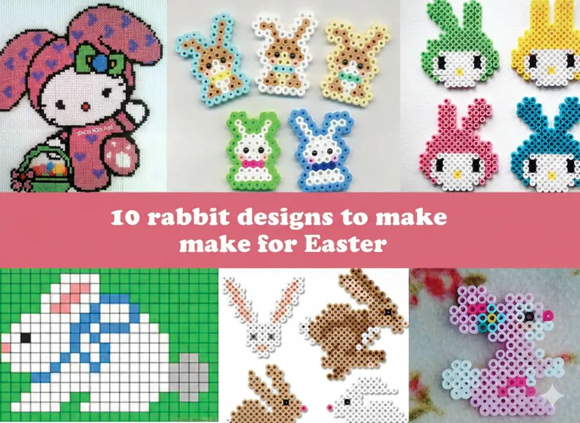 10 rabbit designs to make for Easter - Modèles Hama